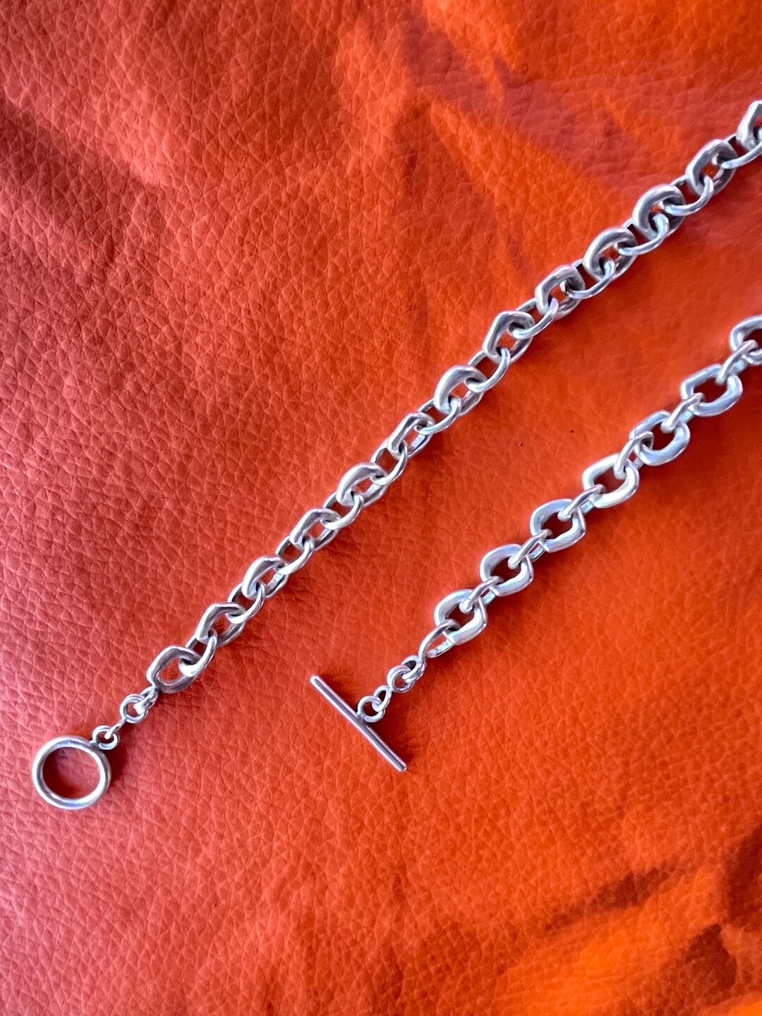 Chucky Oval Silver Necklace/ Oval Link Silver Chocker/ Silver Necklace ...