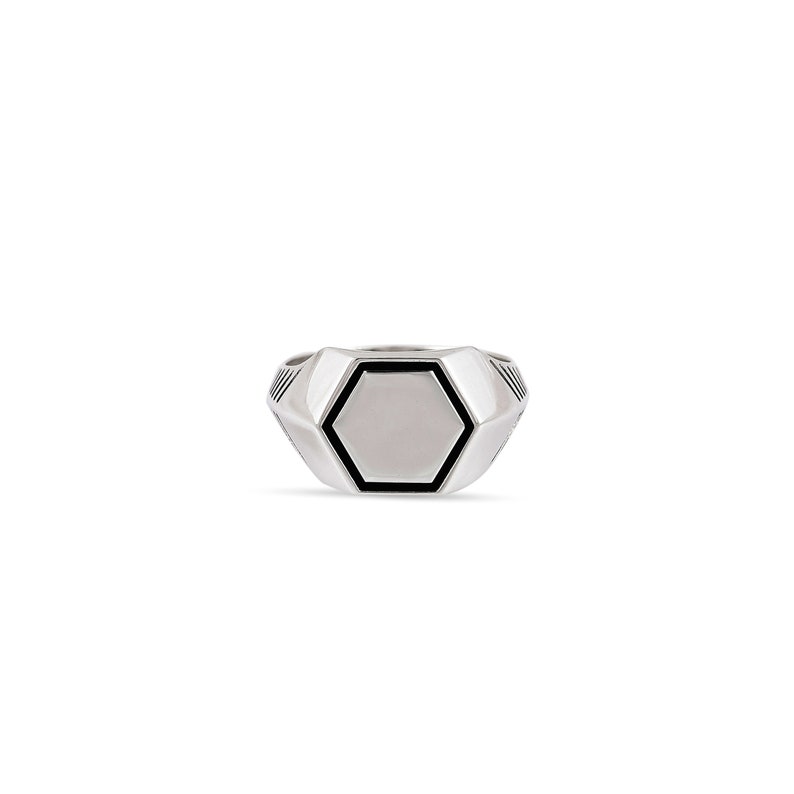 Hexagon Ring Men/ Hexagon Signet Ring/ Mens Hexagon Ring/ Hexagonal ...