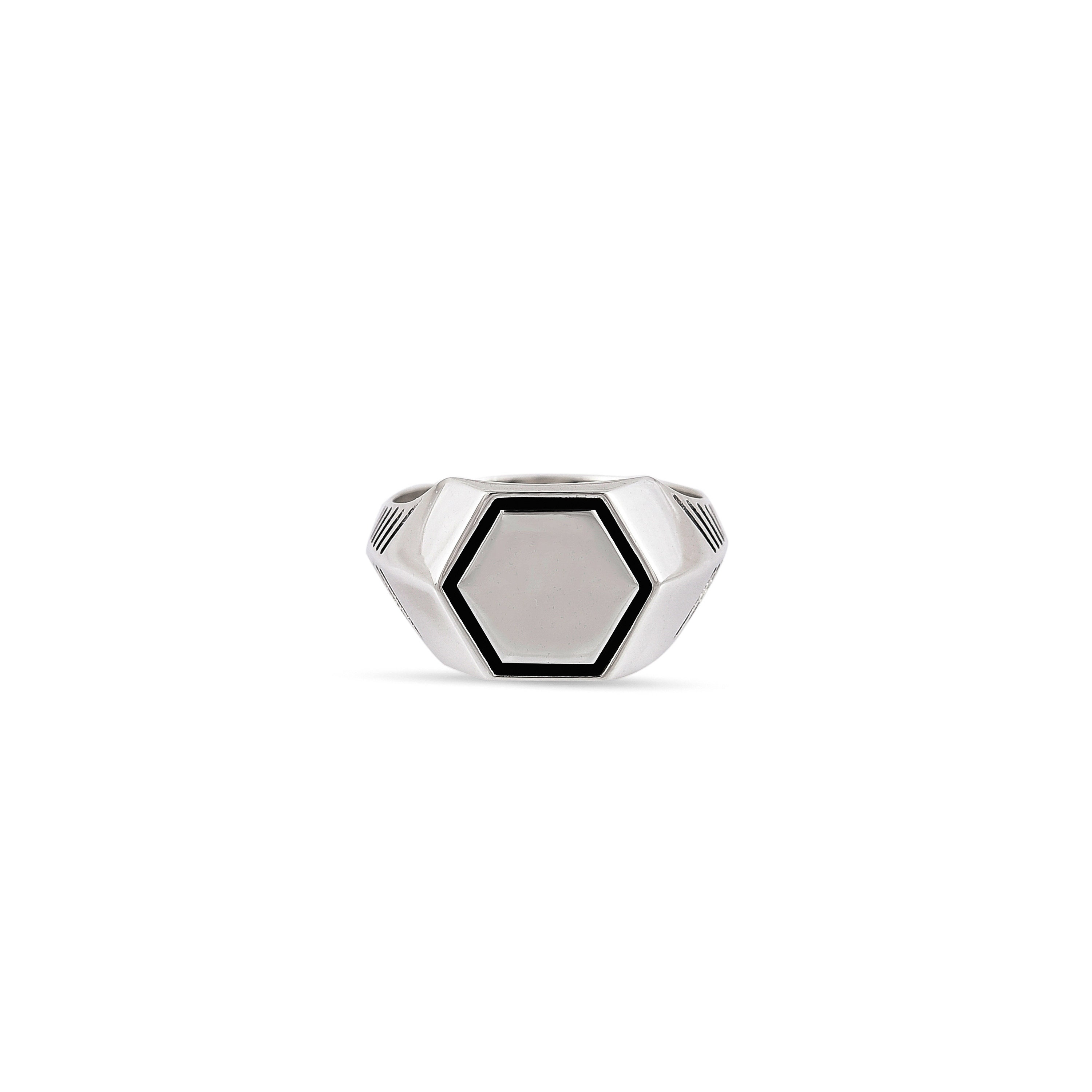 Hexagon Ring Men/ Hexagon Signet Ring/ Mens Hexagon Ring/ Hexagonal ...