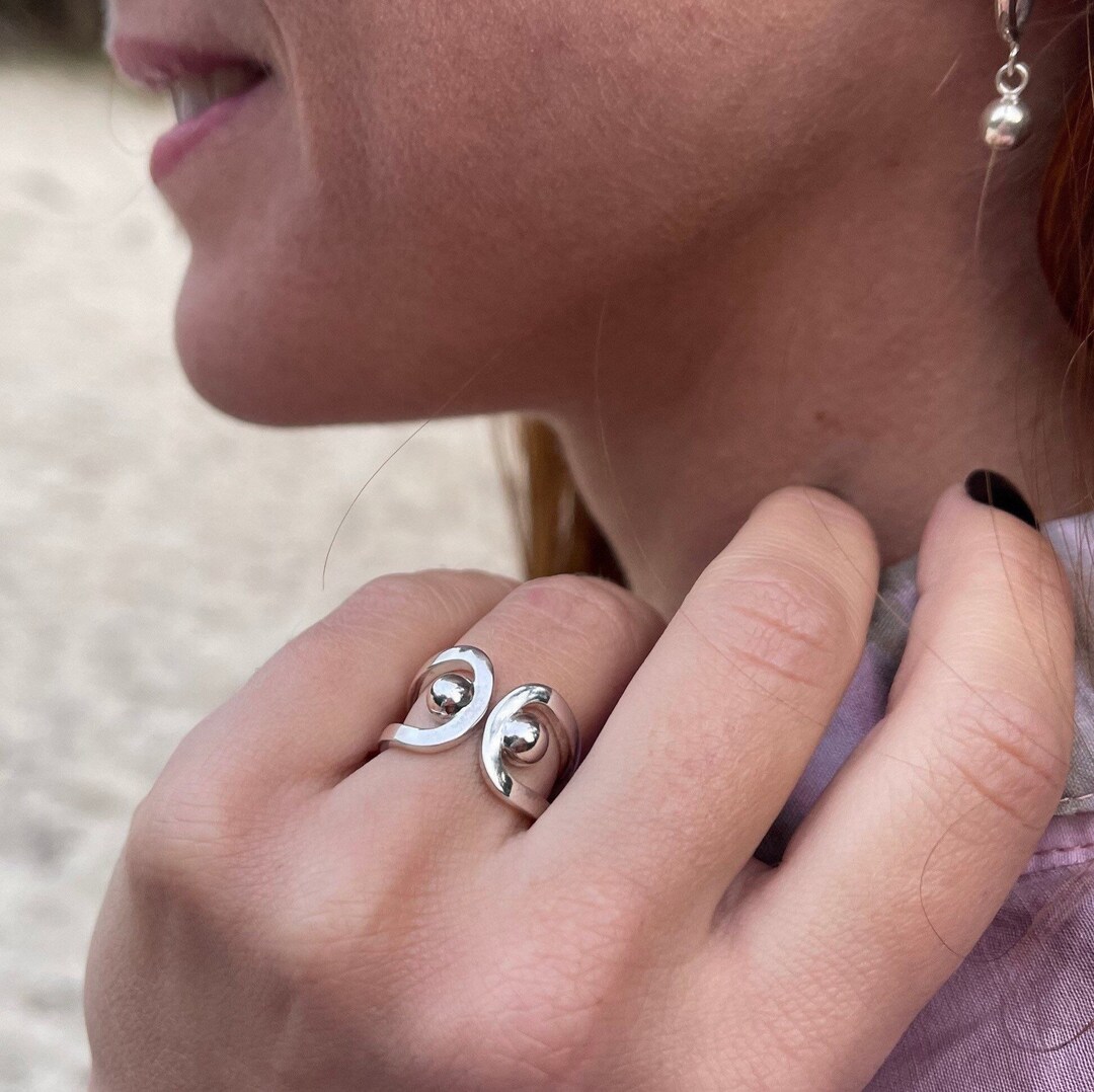 Double Band Silver Ring/ Two Band Silver Ring/ Symmetric Band Ring ...
