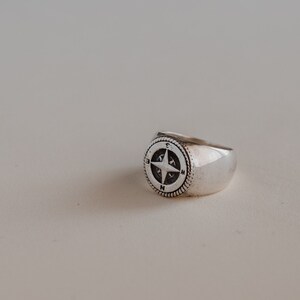Compass Rose Signet Ring/ Compass Ring/ Mens Compass Ring/ Compass ...
