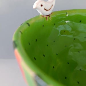 Green Bowl With Bird on Legs, Serving Ceramic Plate, Ice Cream Bowl ...