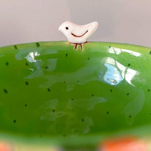 Green Bowl With Bird on Legs, Serving Ceramic Plate, Ice Cream Bowl ...
