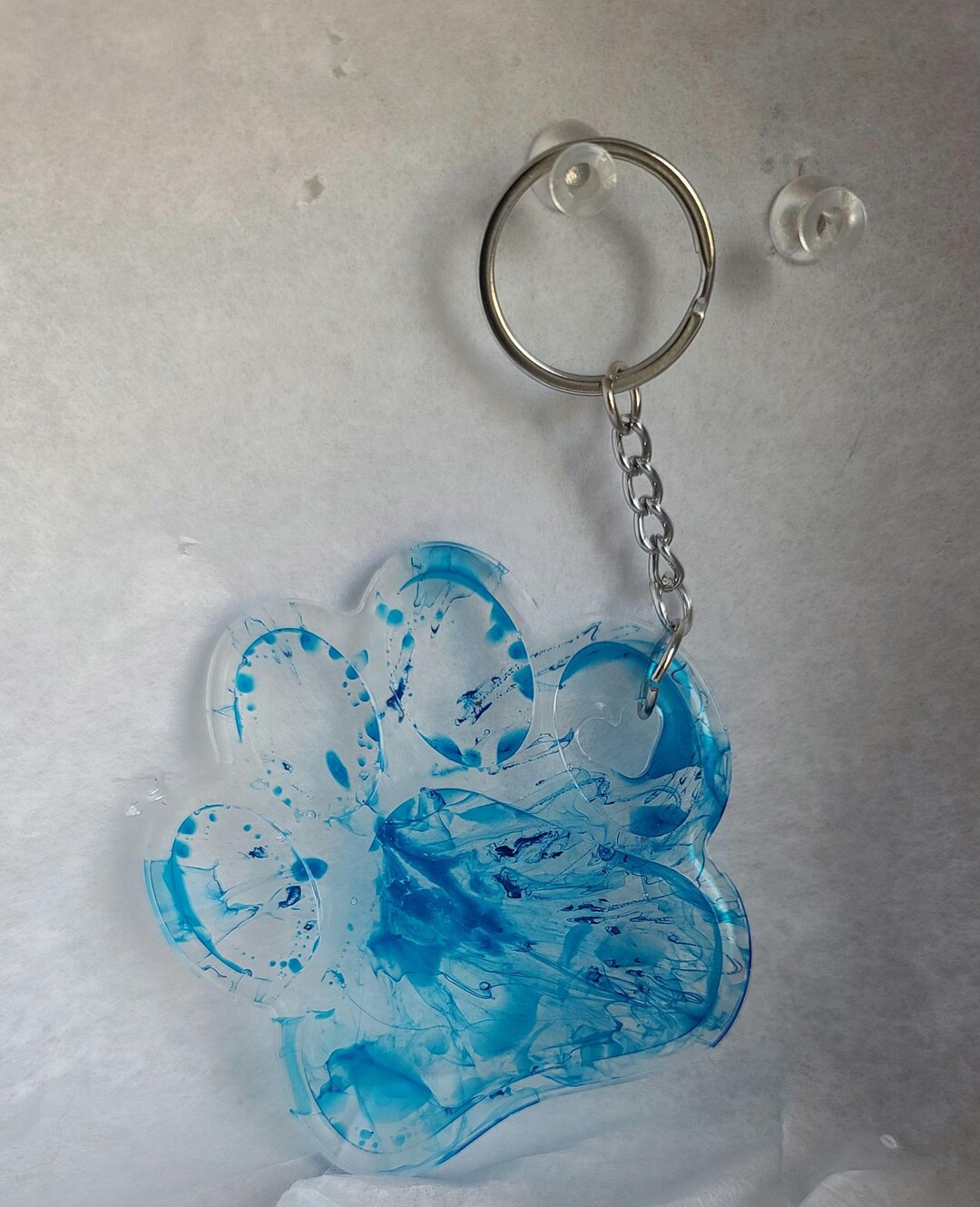 Pet Blue Paw Shape Keychain - Etsy