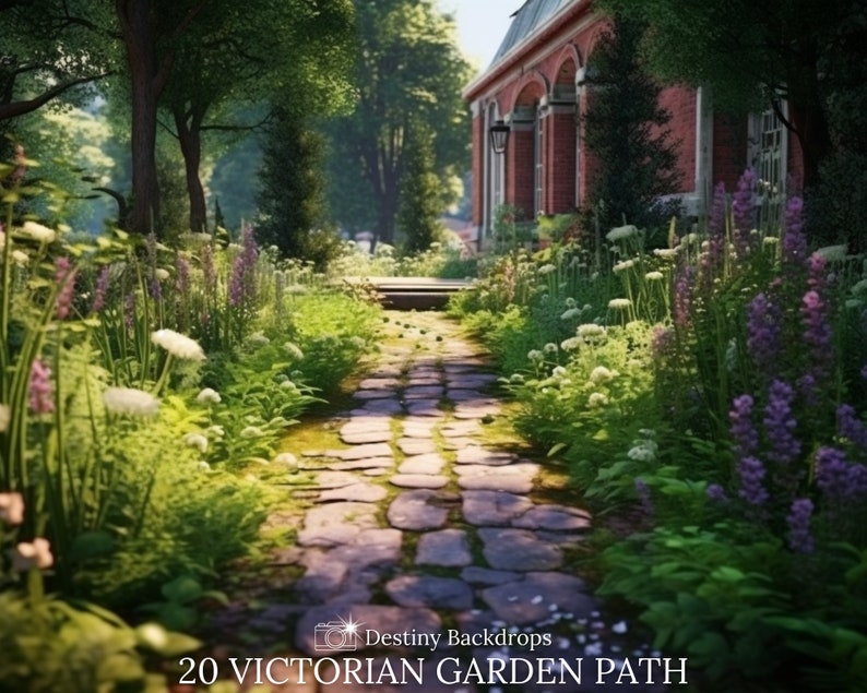 20 Victorian Garden Path Digital Backdrops Bundle Fantasy Garden Pink ...