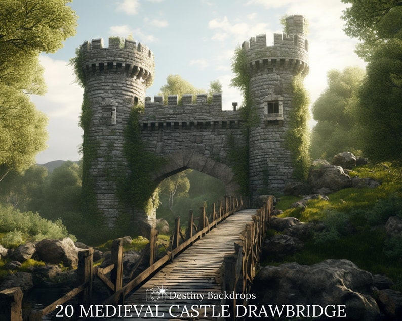 20 Medieval Castle Drawbridge Digital Backdrops Bundle Enchanting ...