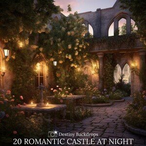 20 Romantic Castle at Night Digital Backdrops Bundle Enchanting ...