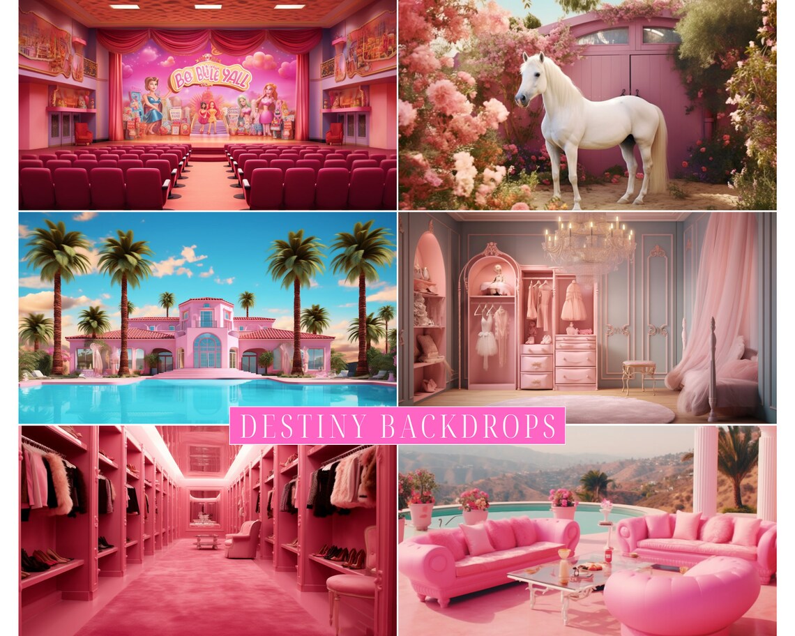 220 Dolly Inspired Digital CG Backdrops Dolly Dream House Backdrop ...