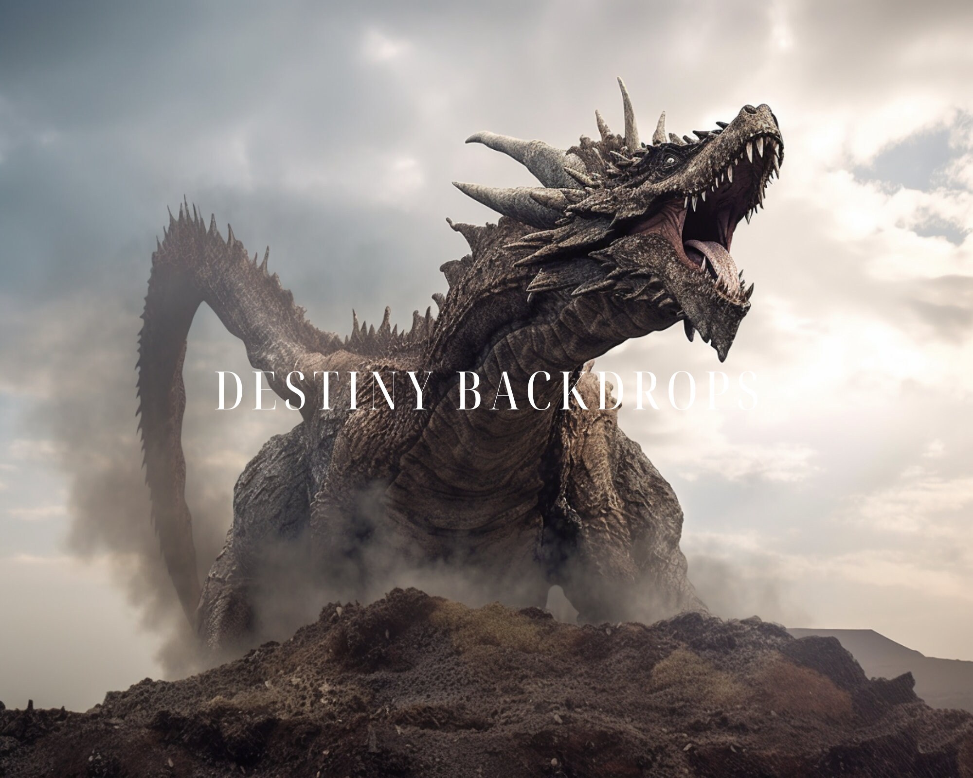 Fantasy Dragon Backdrop Dragon Digital Backdrop Dragon Flying Over a ...