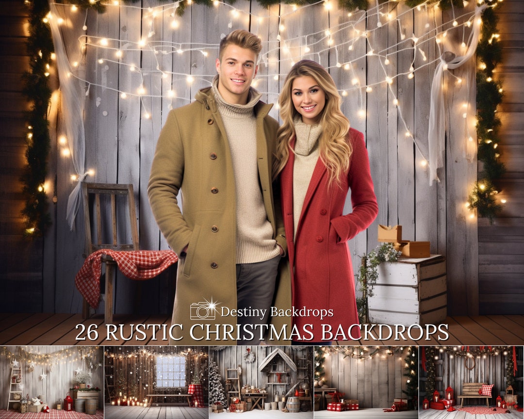 26 Rustic Christmas Digital Backdrops Studio Backdrops Holiday Winter ...