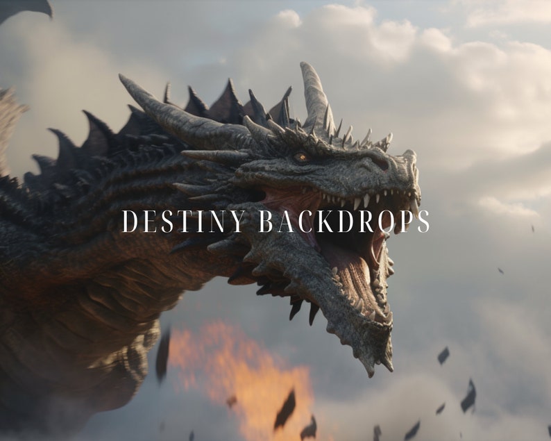 Fantasy Dragon Backdrop Dragon Digital Backdrop Dragon Flying Over a ...