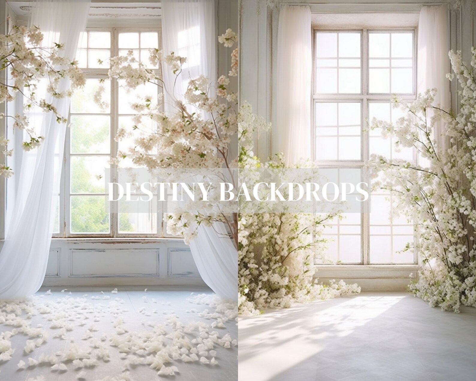 12 White Floral Room Set Backdrops White Backdrop Maternity Backdrop ...