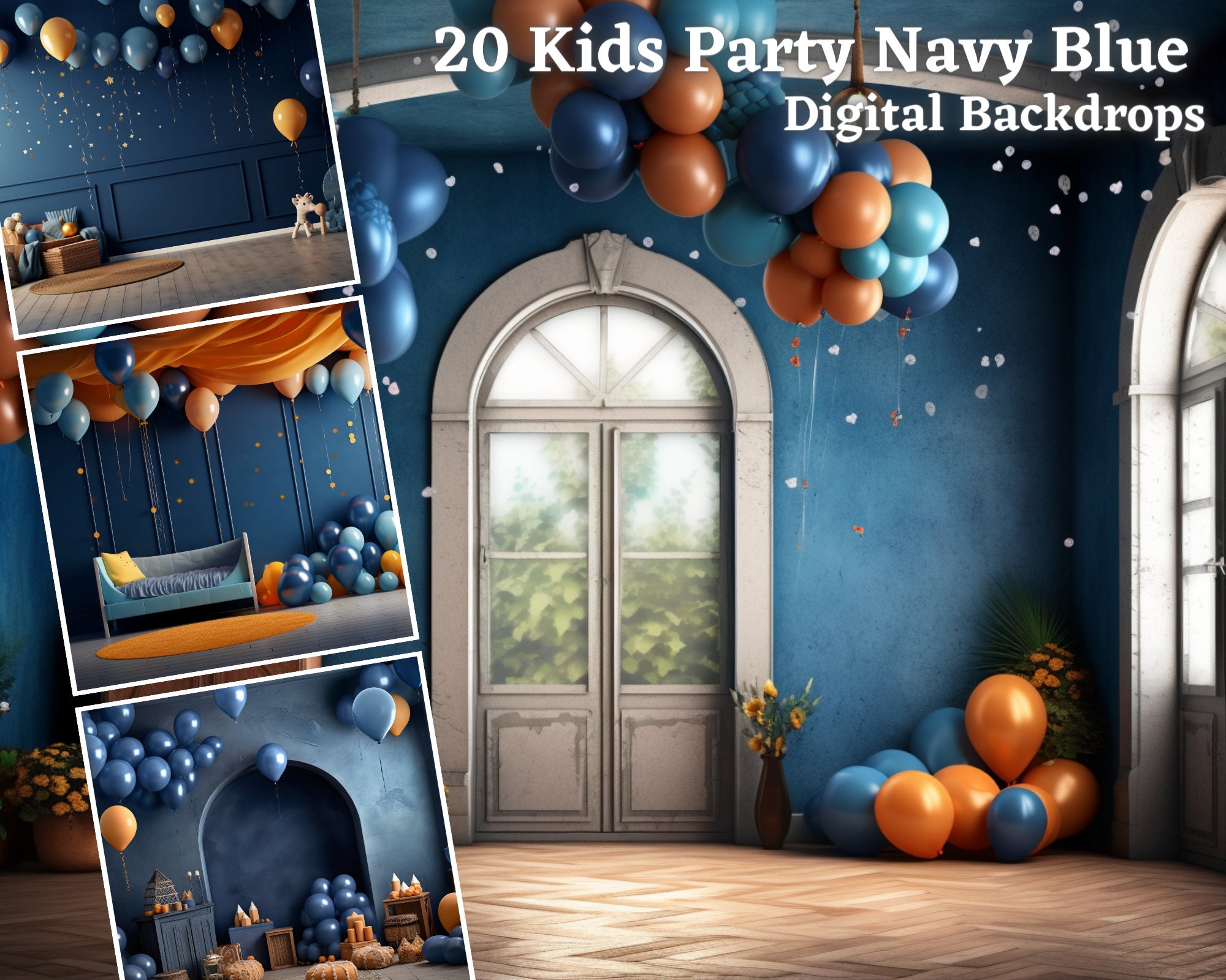 20 Kids Party Backdrops Celebration Digital Backdrops Family Birthday ...