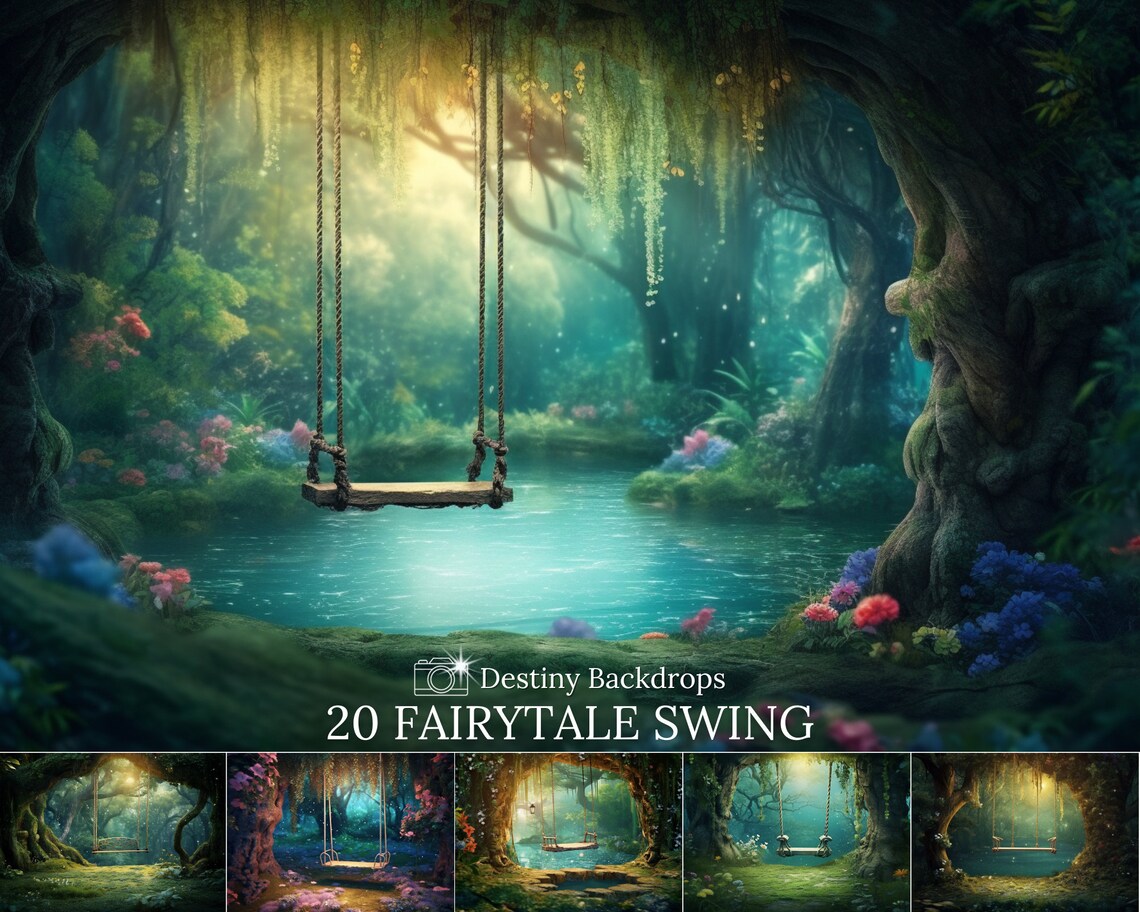20 Fairytale Swing Digital Backdrops Bundle Enchanting Medieval ...