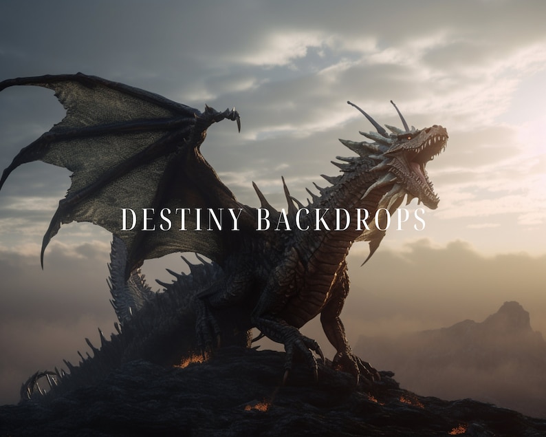 Fantasy Dragon Backdrop Dragon Digital Backdrop Dragon Flying Over a ...