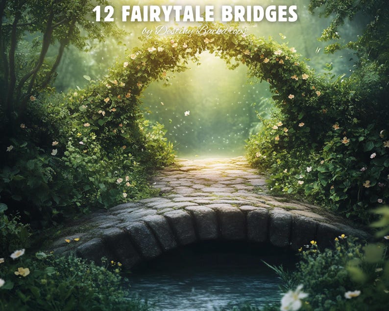 12 Enchanted Fairytale Bridge Digital Backdrops Bundle Fantasy Garden ...