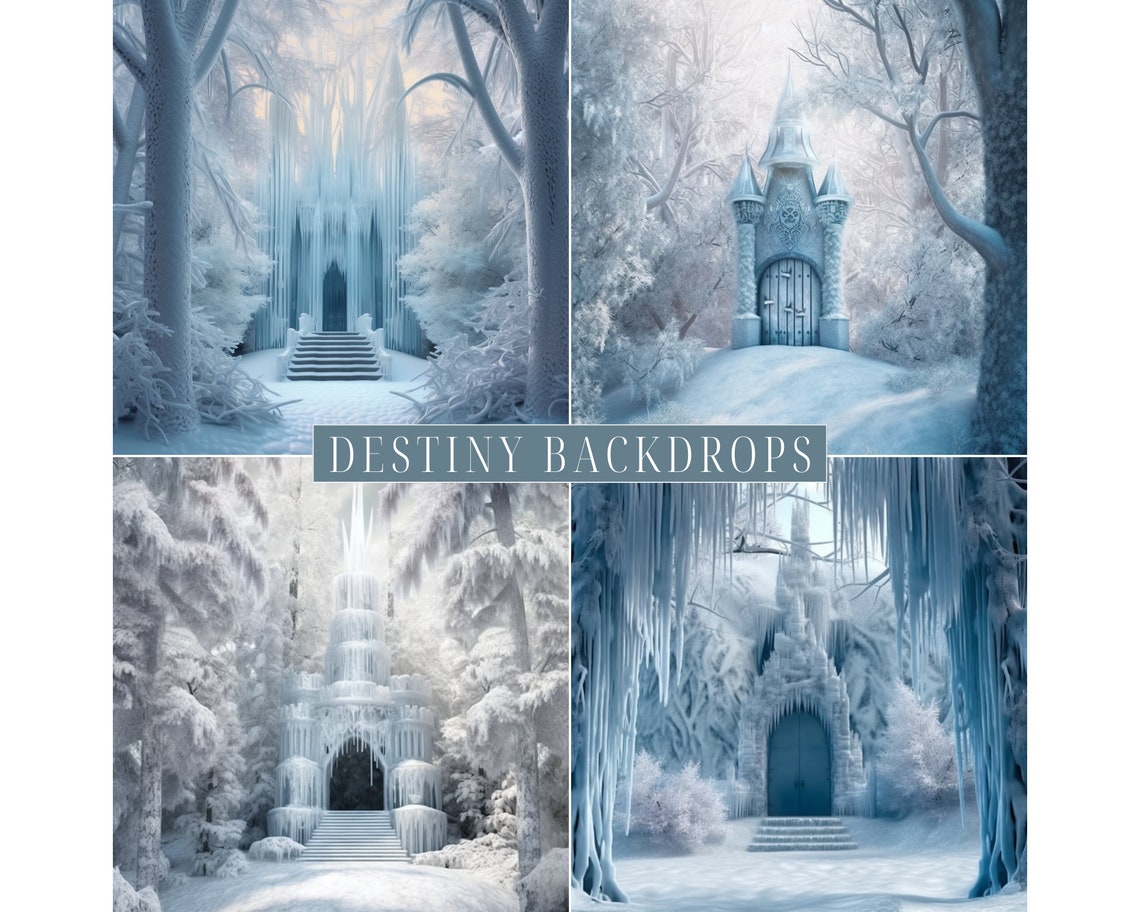 30 Winter Frozen Castle Backdrops Freezing Winter Fantasy Blue Winter Background Snow Backdrop ...