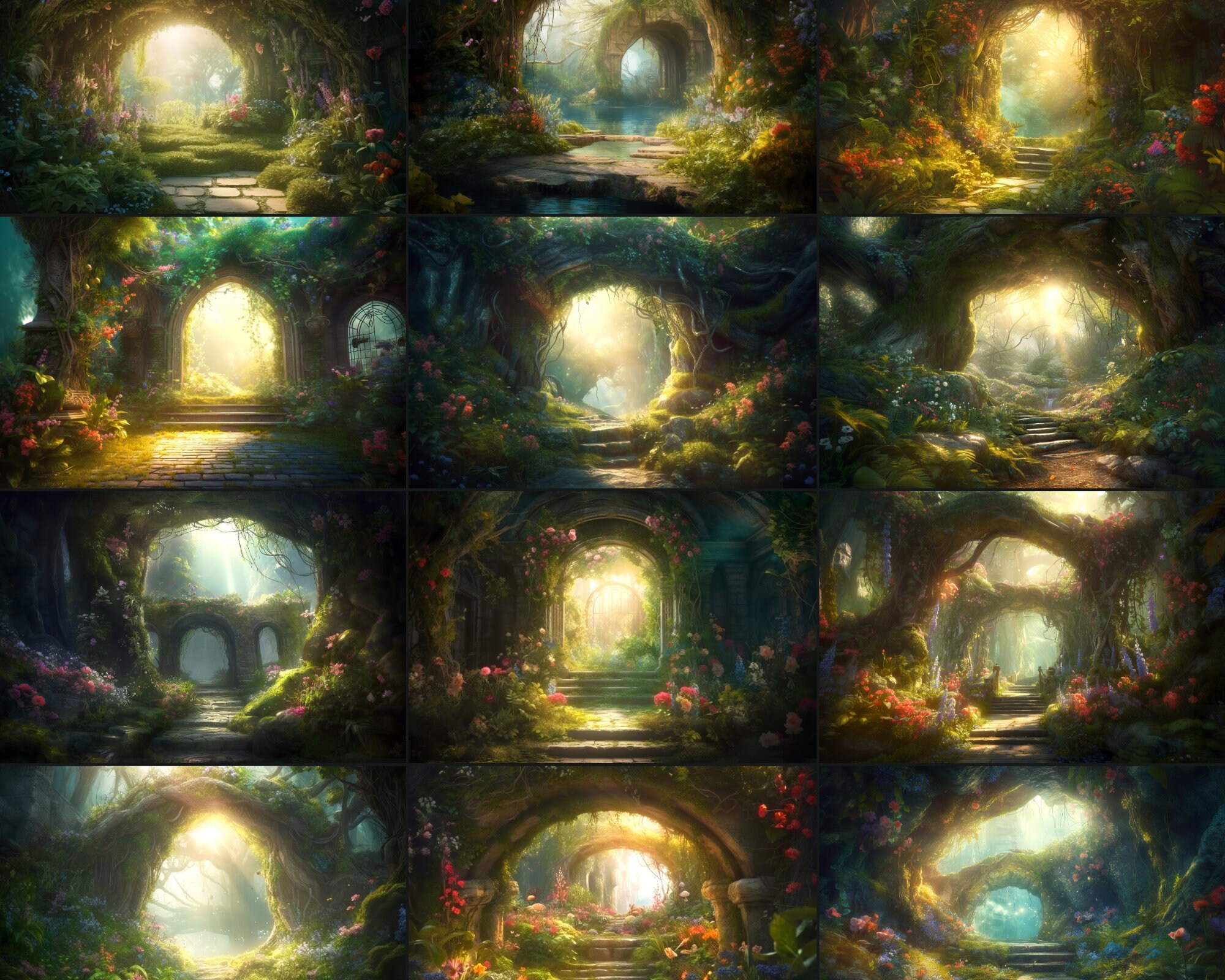 15 Fantasy Arch Forest Lake Backdrops Fantasy Digital Background ...