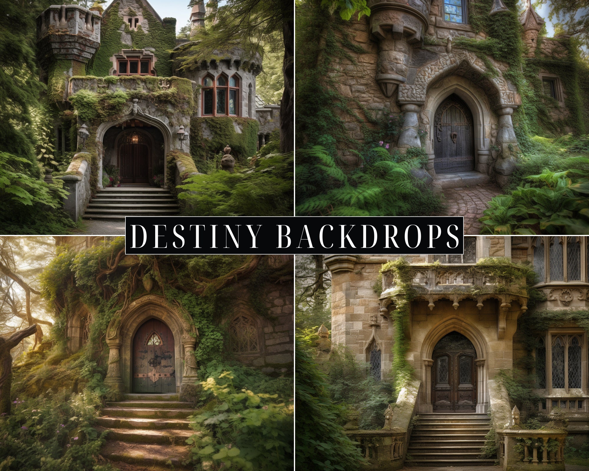 Enchanted Castle Digital Backdrop Magical Fairytale Forest Backdrop ...