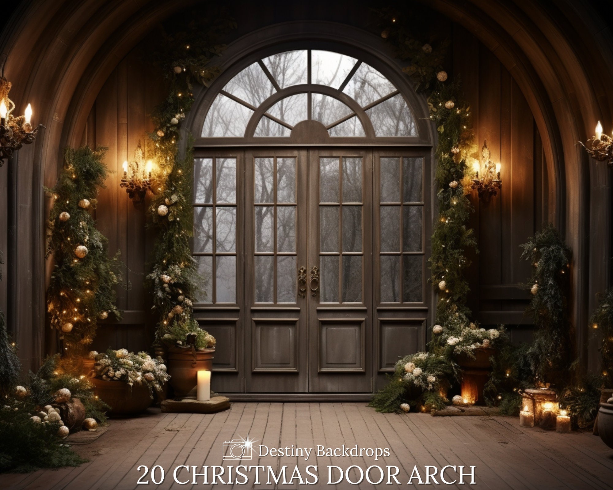 20 Vintage Christmas Door Arch Digital Background Christmas Window ...