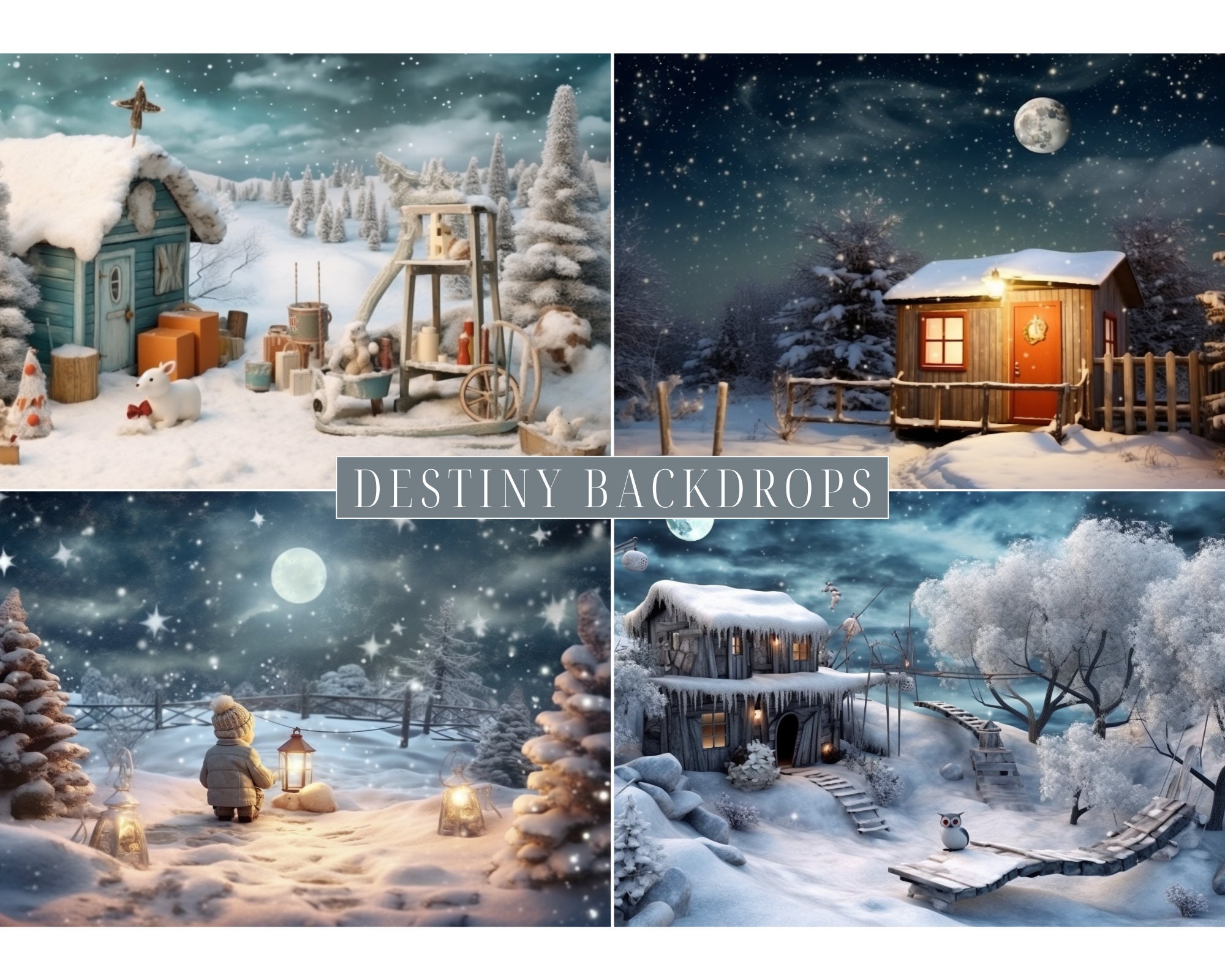 30 Winter Scene Backdrops Frozen Backdrops Winter Fantasy Blue - Etsy