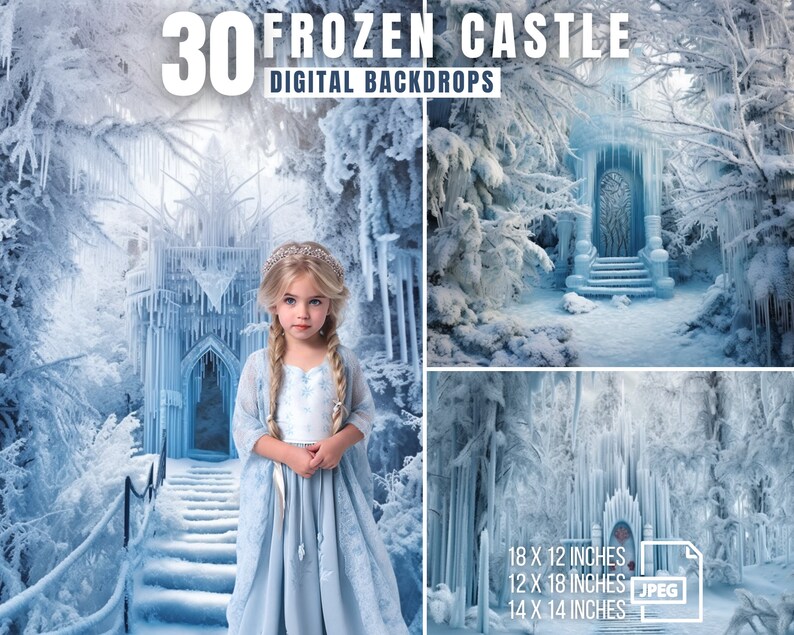 30 Winter Frozen Castle Backdrops Freezing Winter Fantasy Blue Winter ...