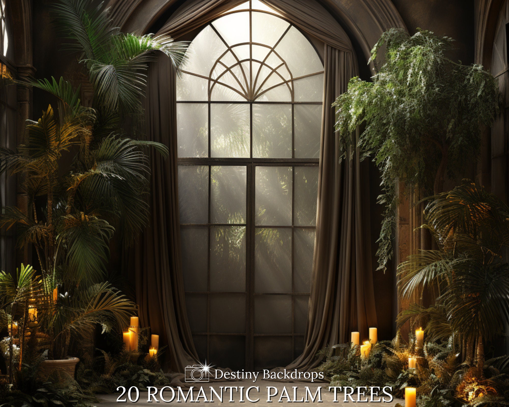 20 Romantic Palm Tree Digital Background Palm Tree Window - Etsy