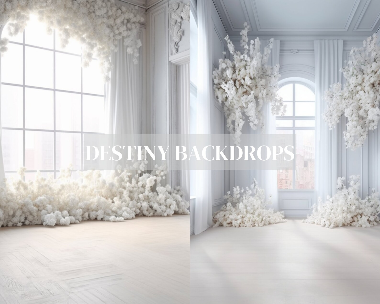 12 White Floral Room Set Backdrops White Backdrop Maternity Backdrop ...