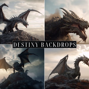 Fantasy Dragon Backdrop Dragon Digital Backdrop Dragon Flying Over a ...