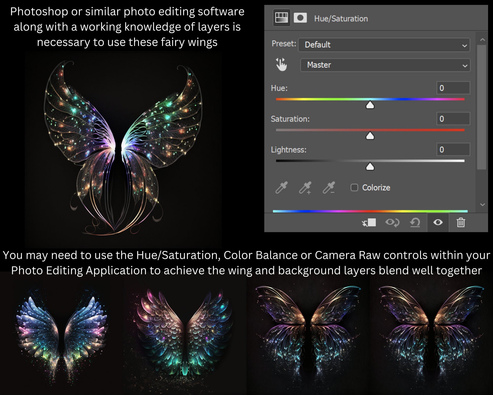 Fairy Wing Overlays Photoshop Overlays Magic Digital Wings Sparkly ...