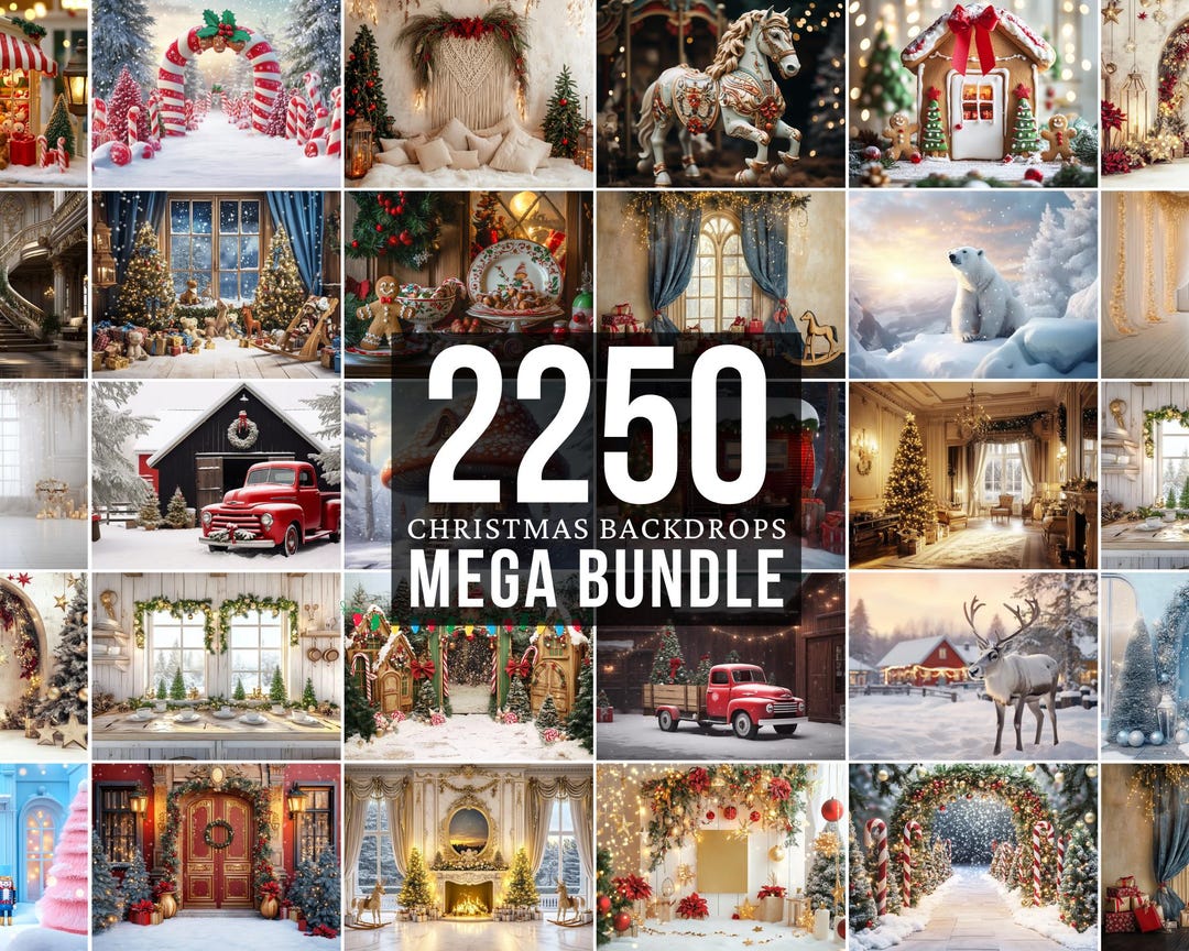 2250 CHRISTMAS MEGA BUNDLE Christmas Digital Backdrop Digital ...