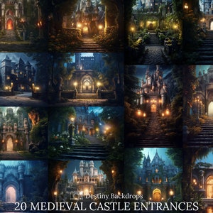 20 Medieval Castle Entrance Digital Backdrops Bundle Enchanting ...