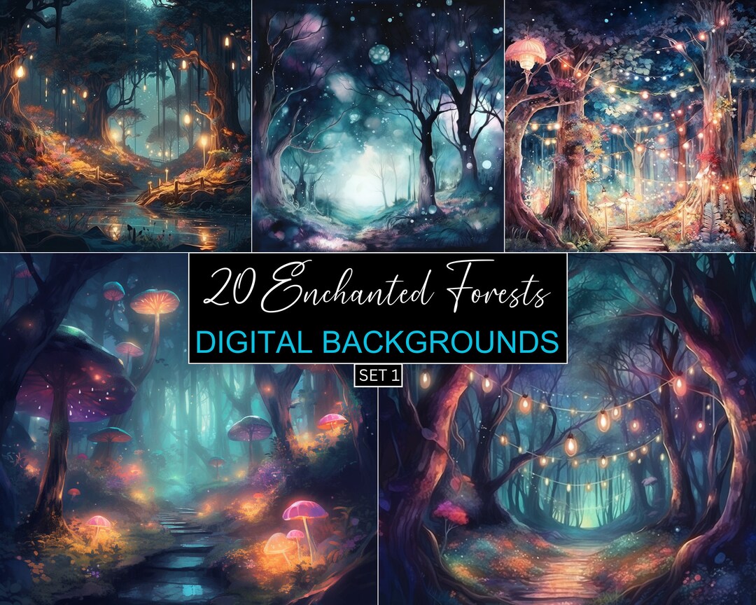 20 Enchanted Forest Backdrops Fairytale Forest Fantasy Overlays Fine ...