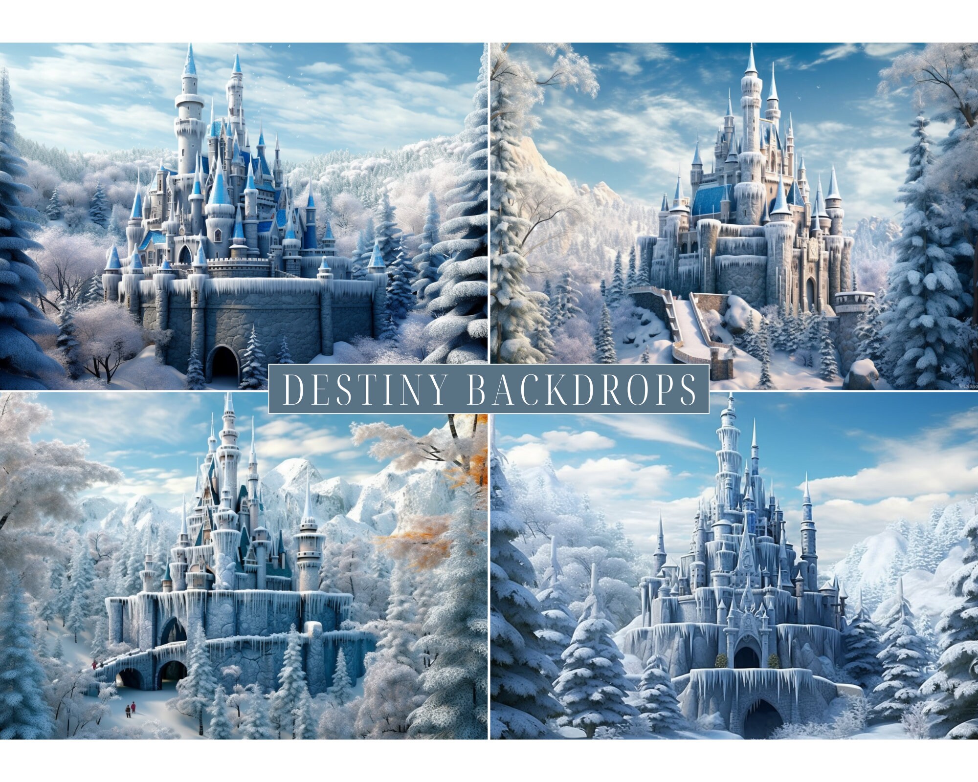 12 Frozen Castle Backdrops Winter Scene Winter Fantasy Blue Winter Background Snow Backdrop ...