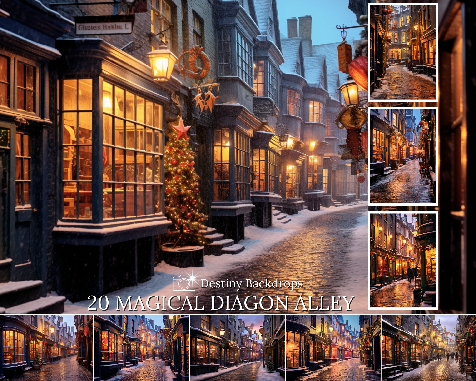 Diagon Alley Backdrops Wizard Background Photoshop Overlay Photography ...