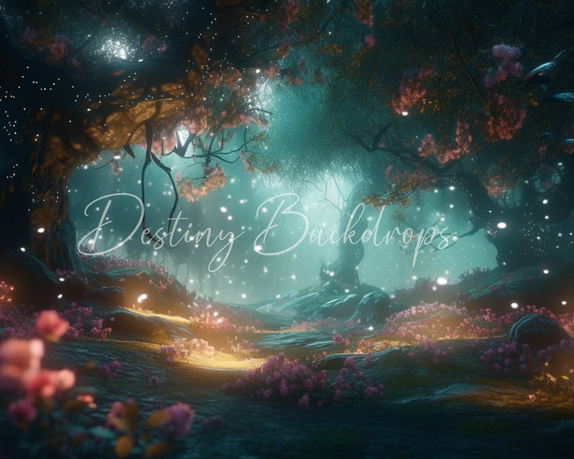 4 Fine Art Enchanted Forest Bokeh Digital Backdrops Fantasy Overlays ...