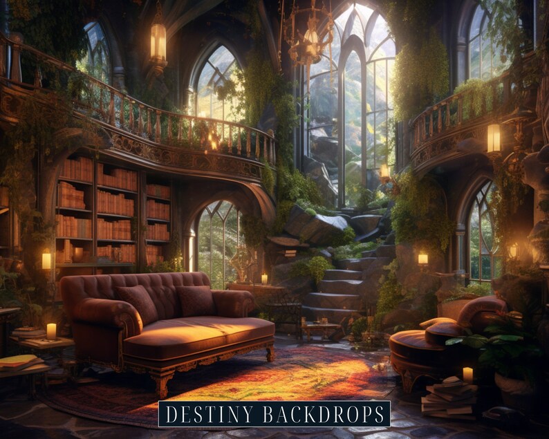 Fantasy Elven Reading Nook Backdrops Fantasy Digital Background Fairy ...