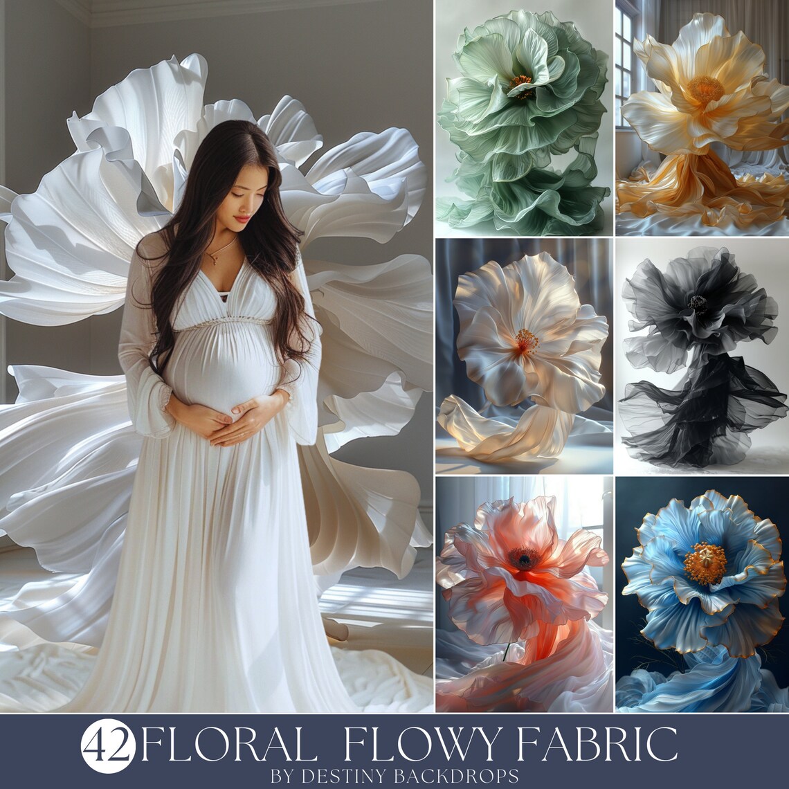42 Flowy Fabric Backdrops Fine Art Digital Backdrops Maternity Backdrop ...