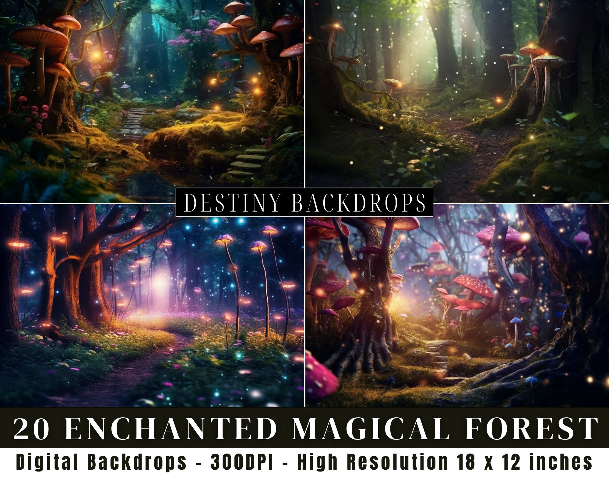 20 Magical Fairy Forest Background Digital Background Fantasy - Etsy