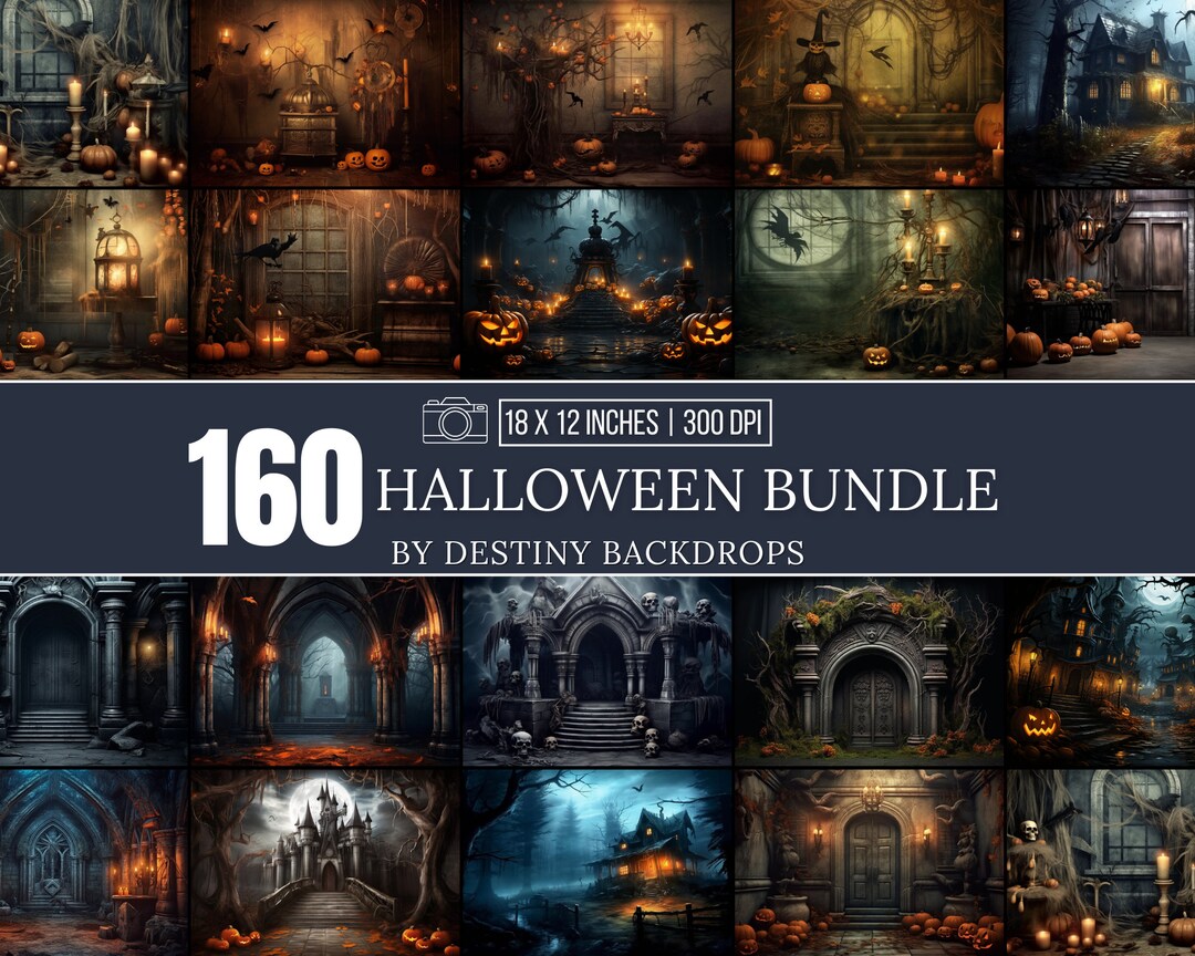 160 Halloween Backdrop Digital Bundle Halloween Horror Background ...