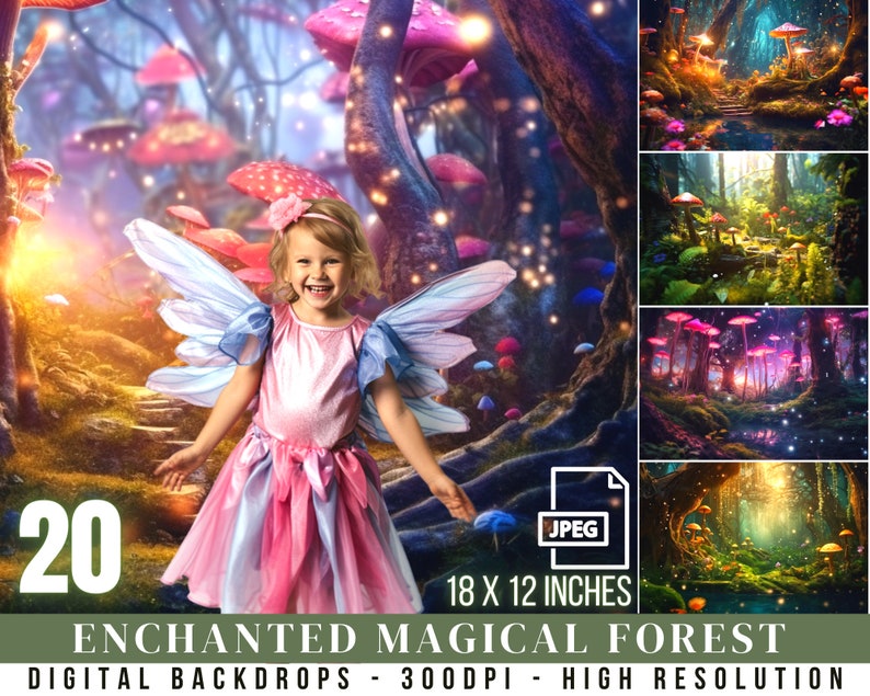 20 Magical Fairy Forest Background Digital Background Fantasy - Etsy