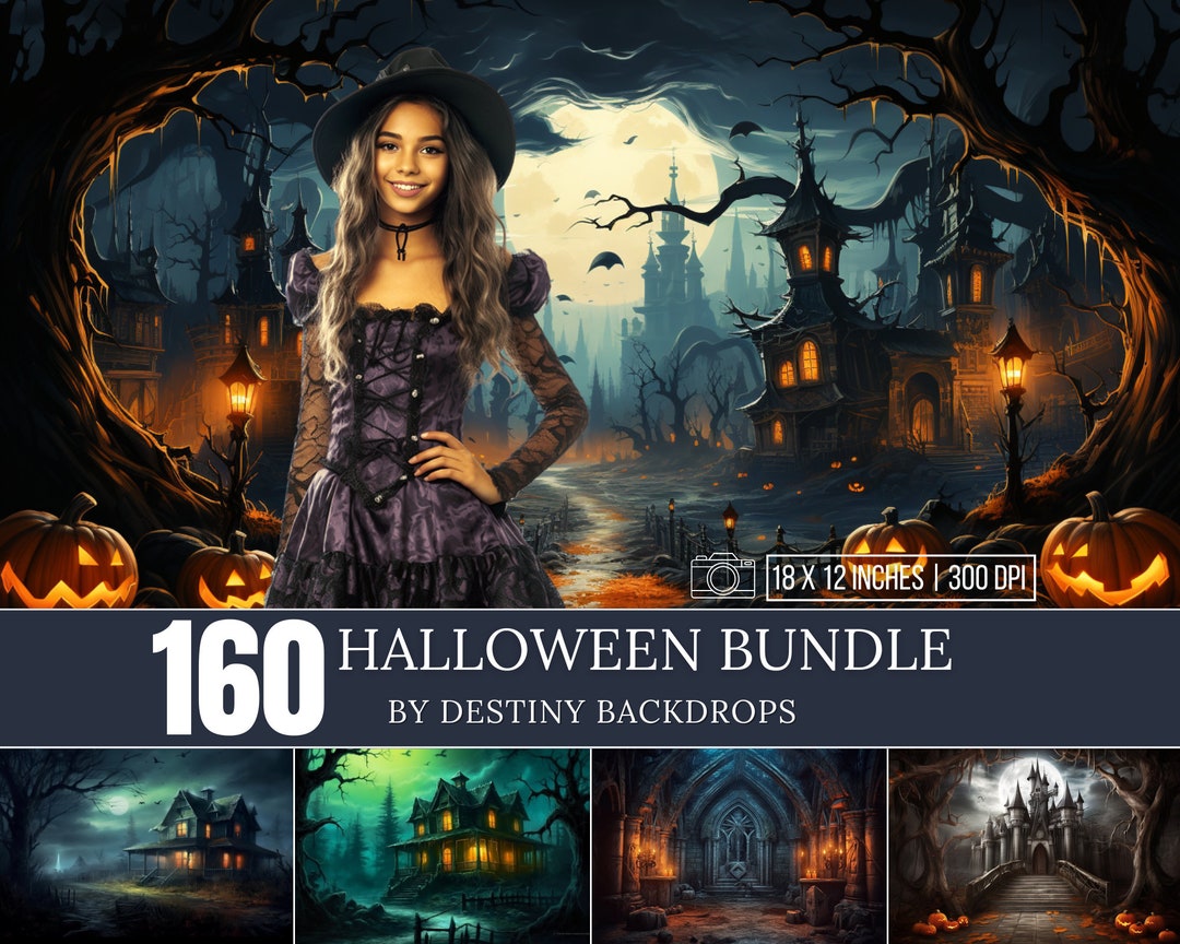 160 Halloween Backdrop Digital Bundle Halloween Horror - Etsy