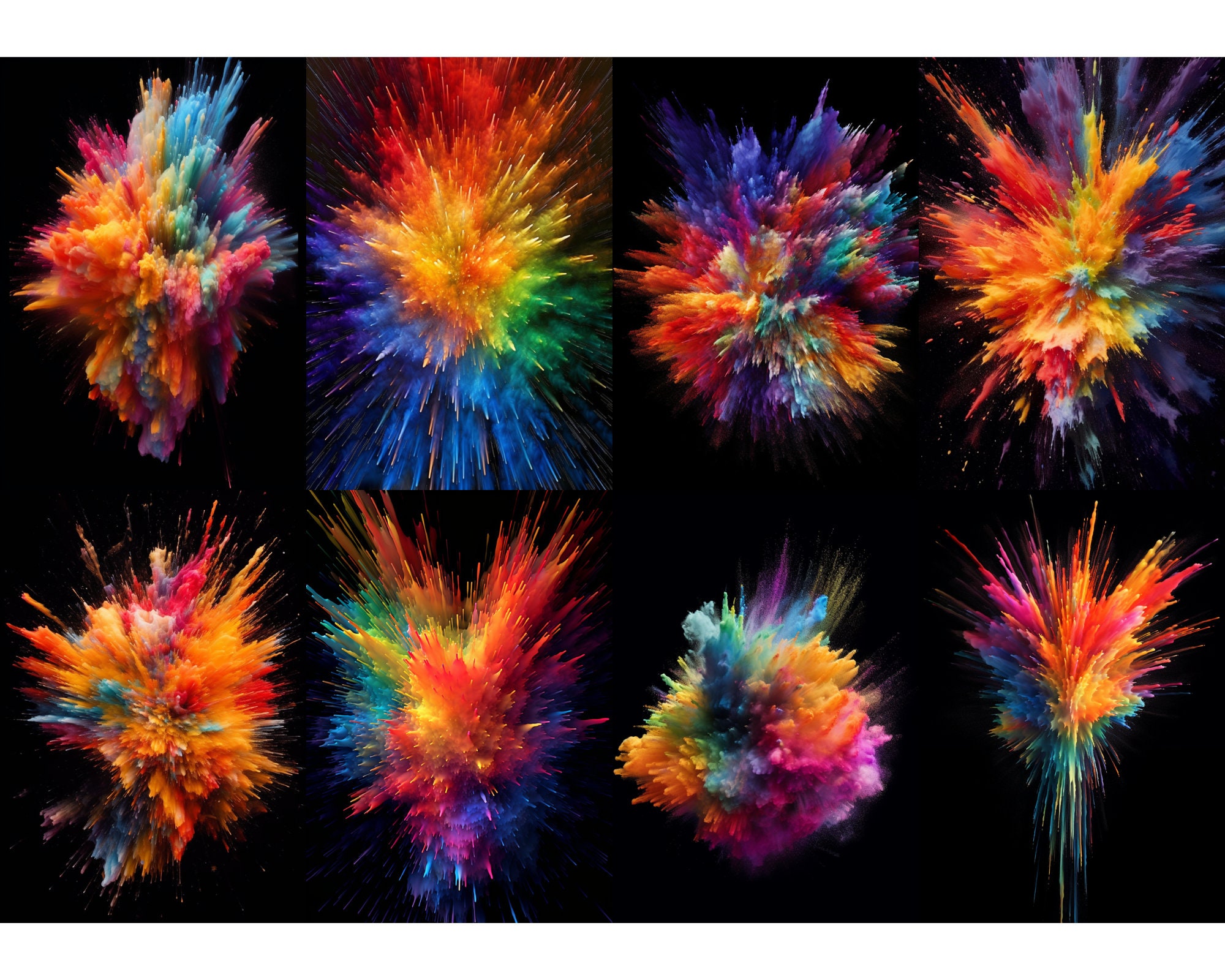 50 X Colorful Powder Explosion Digital Backdrop Overlays Colorful Dust ...