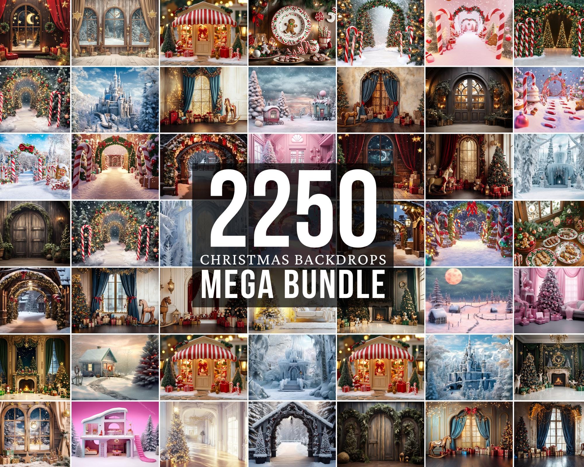 2250 CHRISTMAS MEGA BUNDLE Christmas Digital Backdrop Digital ...