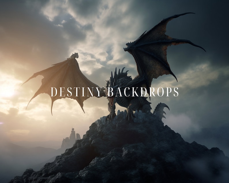 Fantasy Dragon Backdrop Dragon Digital Backdrop Dragon Flying Over a ...