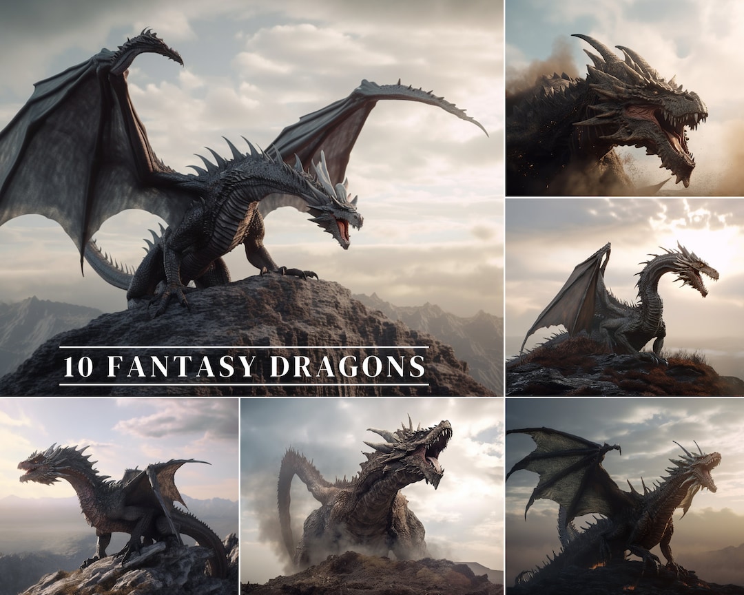 Fantasy Dragon Backdrop Dragon Digital Backdrop Dragon Flying Over a ...