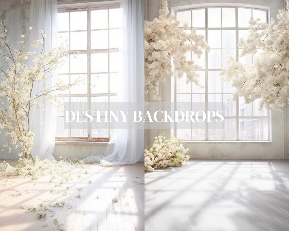12 White Floral Room Set Backdrops White Backdrop Maternity Backdrop ...