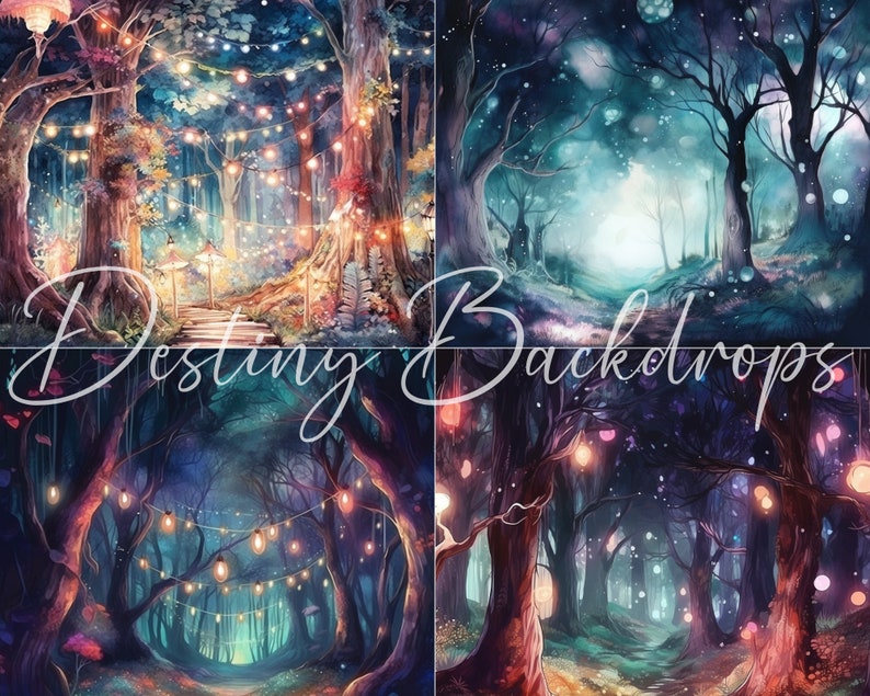 20 Enchanted Forest Backdrops Fairytale Forest Fantasy Overlays Fine ...