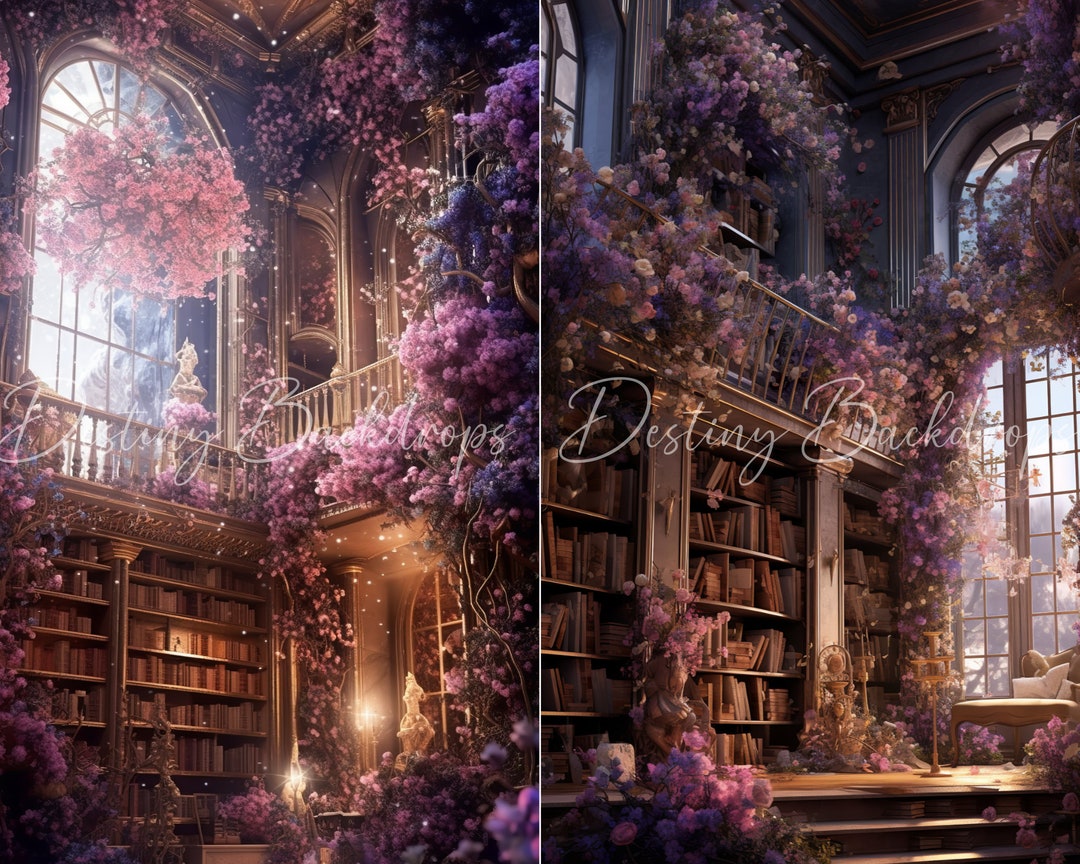Fine Art Victorian Library Backdrop Floral Textured Art Lilac Flower ...