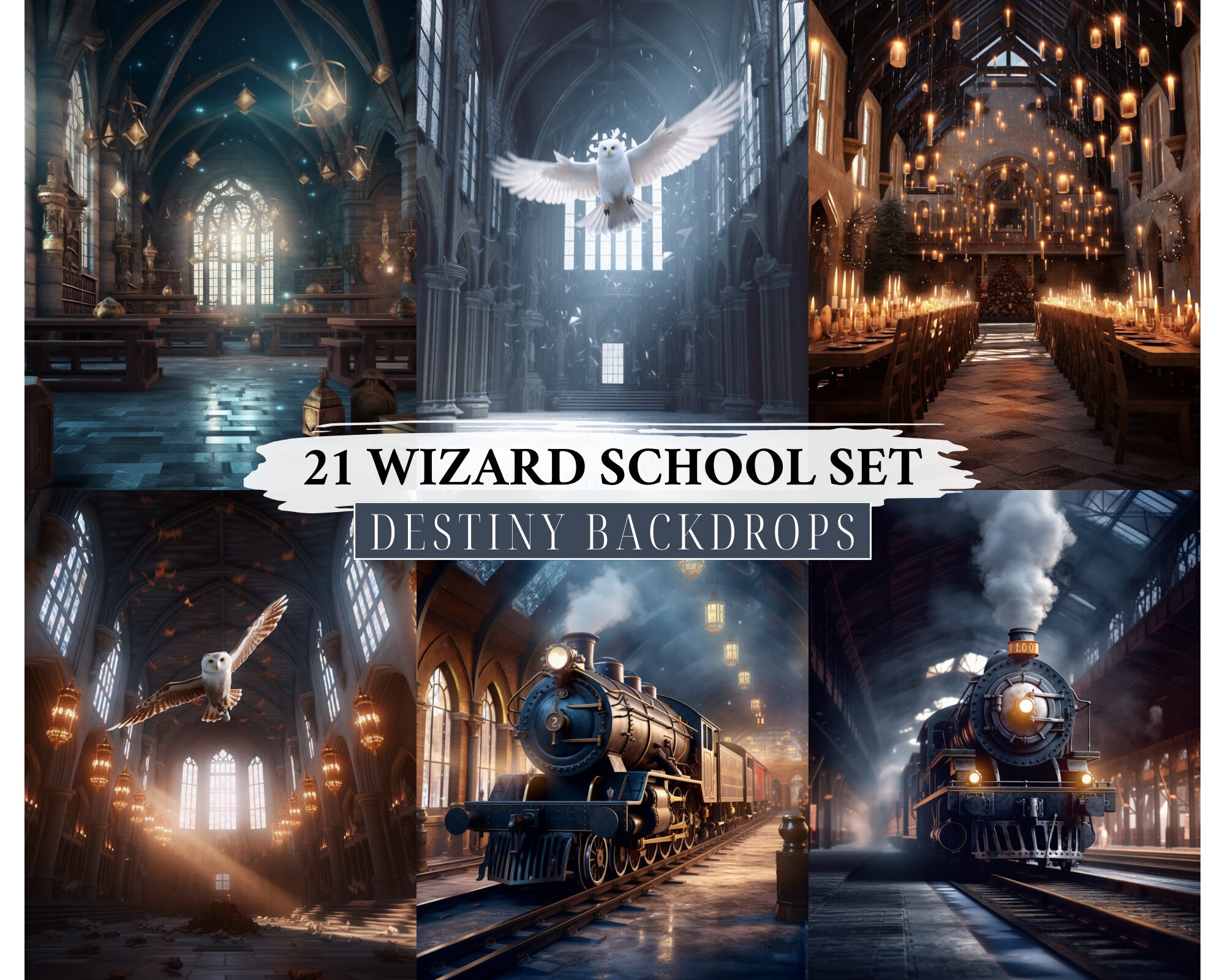 Magic Wizard Train Digital Download Photoshop Overlay Photography Background Christmas Gift Idea ...